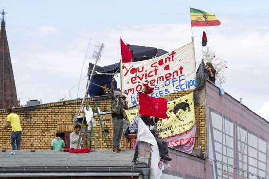 Squatters On Roof Occupied Gerharthauptmannschool On Editorial Stock ...