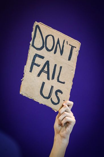 Activist Holds Sign During Demonstration Encouraging Editorial Stock ...