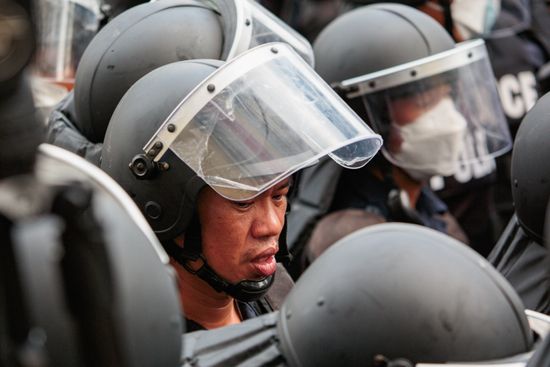 Riot Police Stand Alert During Demonstration Editorial Stock Photo ...