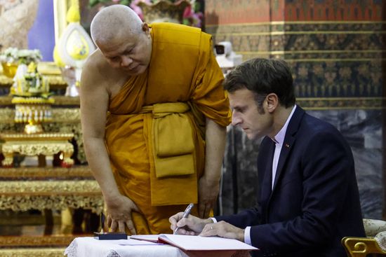 Frances President Emmanuel Macron Signs Golden Editorial Stock Photo ...