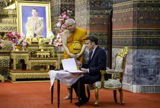 Frances President Emmanuel Macron Signs Golden Editorial Stock Photo ...