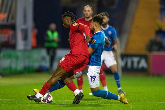 Kyle Wootton 19of Stockport County Tackles Editorial Stock Photo ...