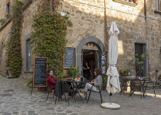 Two Women Street Cafe Civita Di Editorial Stock Photo - Stock Image ...