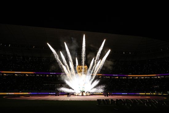 Pyrotechnics Around Inflatable Fifa World Cup Editorial Stock Photo ...