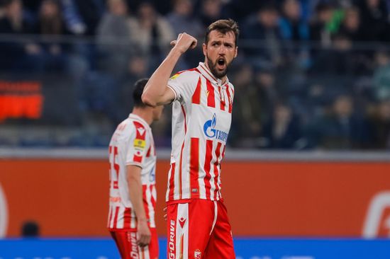 Nemanja Milunovic Crvena Zvezda Gestures During Editorial Stock Photo ...