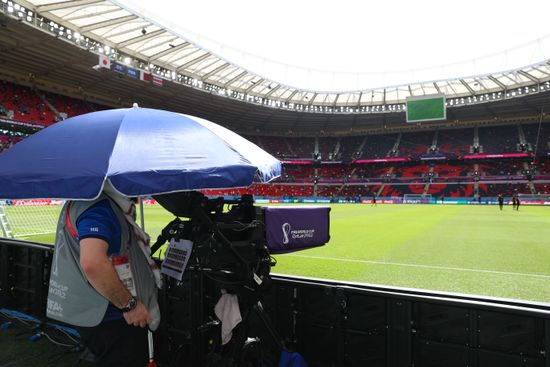 Tv Camera Man Uses Umbrella Shield Editorial Stock Photo - Stock Image ...
