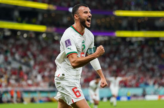 Captain Romain Saiss Morocco Celebrates Abdelhamid Editorial Stock ...