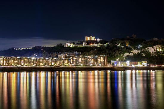 Seafront Castle Litup Night Lights Reflected Editorial Stock Photo ...