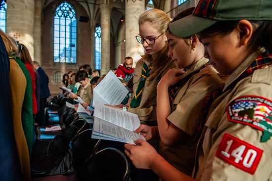 Group Boy Scouts Singing American Hymn Editorial Stock Photo - Stock ...