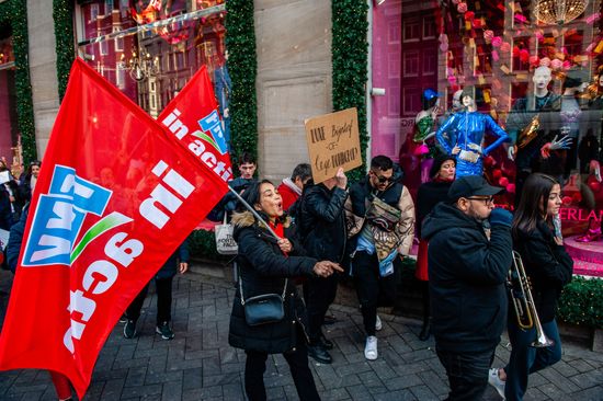 Protesters Hold Big Flags Syndicate Fnv Editorial Stock Photo - Stock ...