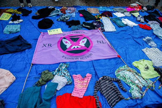 Display Used Clothes On Ground Banner Editorial Stock Photo - Stock ...