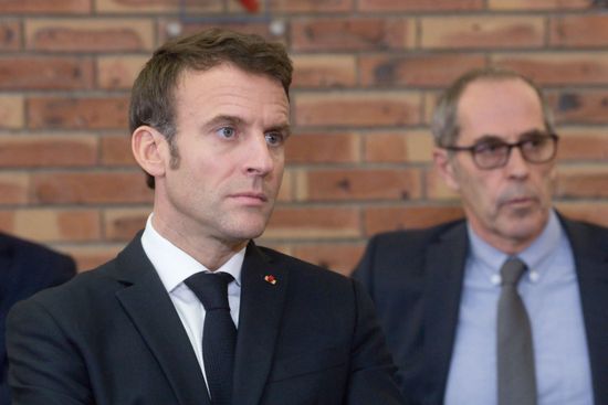 French President Emmanuel Macron Background Bruno Editorial Stock Photo ...