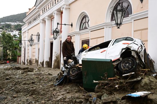 Man Observes Damage Caused By Landslide Editorial Stock Photo - Stock ...
