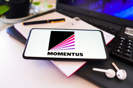 This Photo Illustration Momentus Logo Displayed Editorial Stock Photo ...