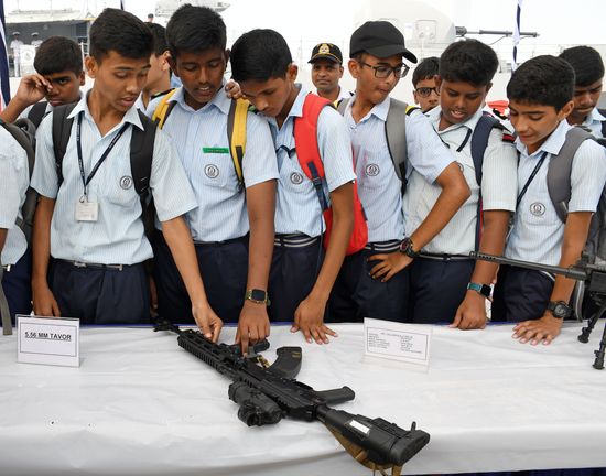 School Children Look Weapons Displayed By Editorial Stock Photo - Stock ...