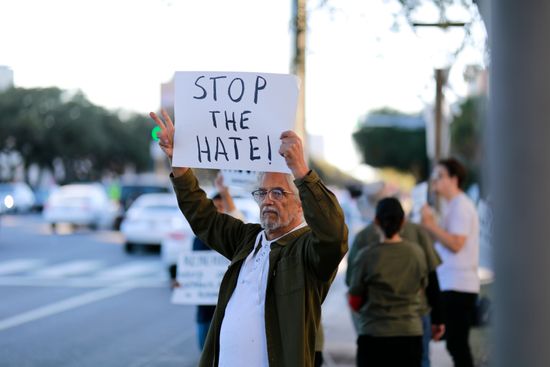 Mans Sign Reads Stop Hate Demonstration Editorial Stock Photo - Stock ...