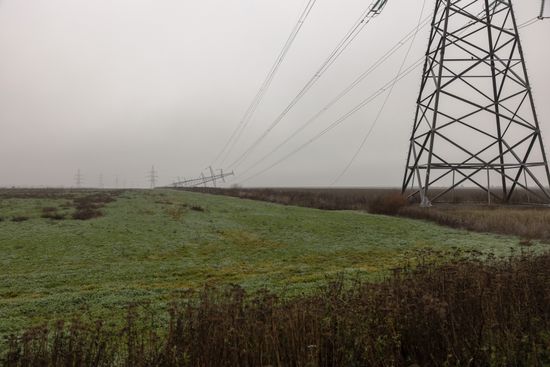 Damaged Power Line Outside Kherson Southern Editorial Stock Photo ...