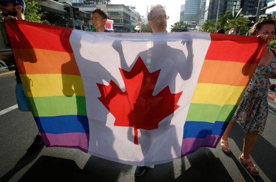 People Carry Canadian National Flag Within Editorial Stock Photo ...