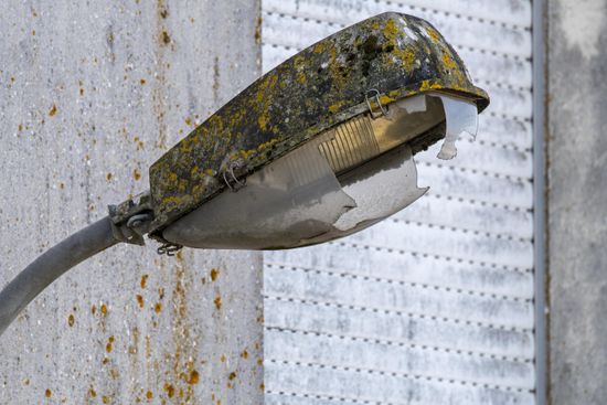 Old Broken Street Lamp Streetlight Dirty Editorial Stock Photo - Stock ...