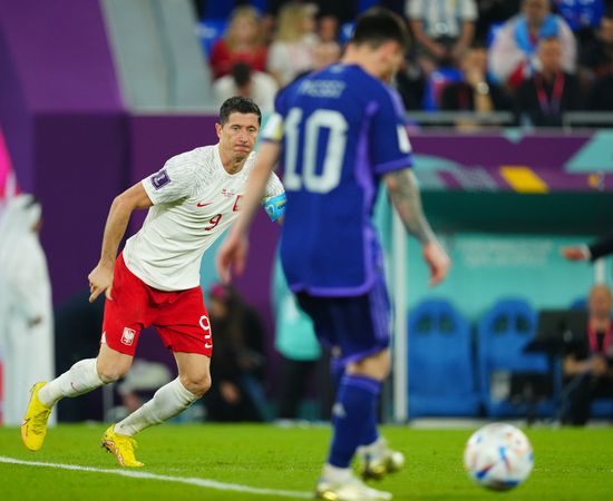 Robert Lewandowski Poland Watches Lionel Messi Editorial Stock Photo ...