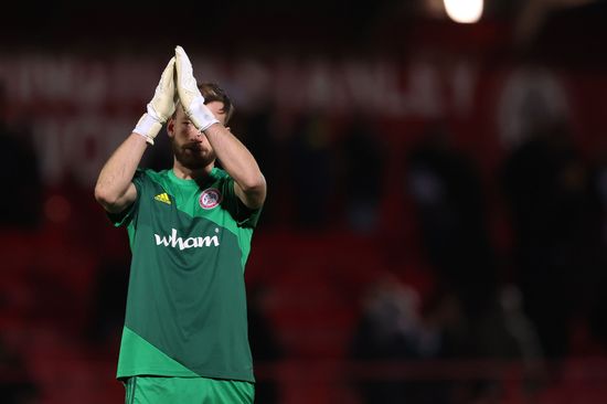 Accrington Stanley Goalkeeper Toby Savin Applauds Editorial Stock Photo ...