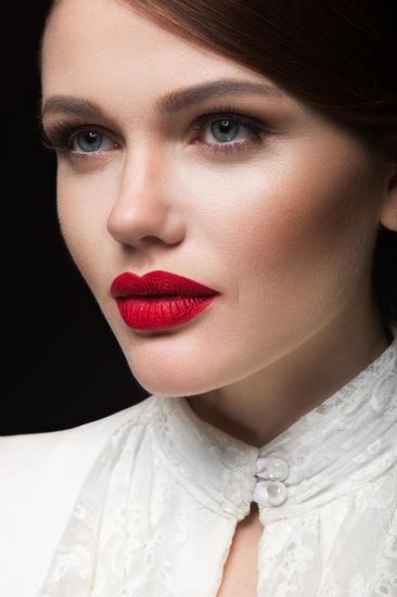 Beautiful Girl Red Lips White Clothes Editorial Stock Photo - Stock ...