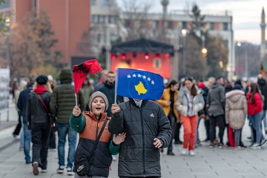 People Carrying Flags Waving Them Walk Editorial Stock Photo - Stock ...