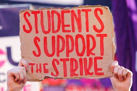 Student Holds Placard During University College Editorial Stock Photo ...