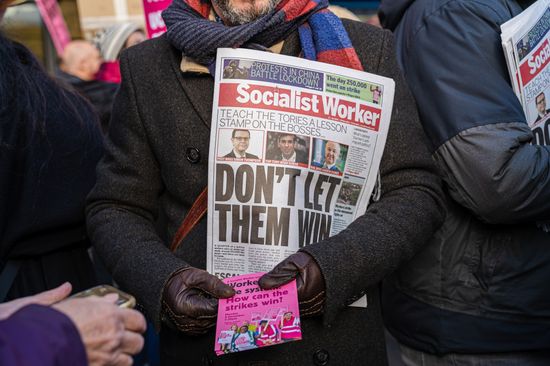 Protester Holds Newspaper Headline Dont Let Editorial Stock Photo ...