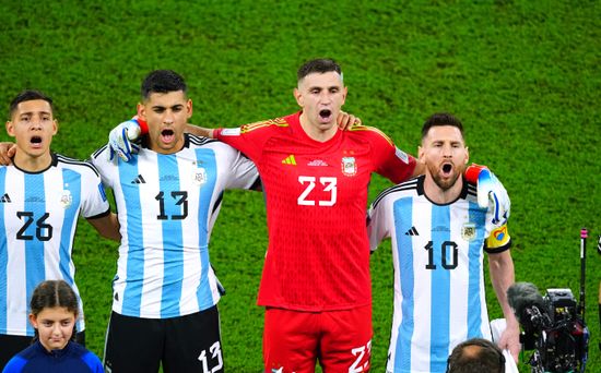 Lionel Messi Argentina Sings National Anthem Editorial Stock Photo ...