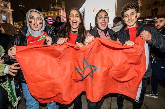 Moroccan Fans Piccadilly Circus Celebrate Getting Editorial Stock Photo ...