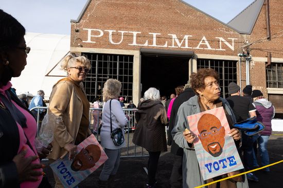 Supporters Signs Illustrated Face Democratic Senator Editorial Stock ...