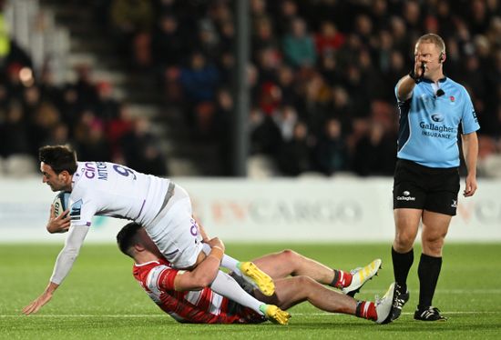 Seb Atkinson Gloucester Tackles Alex Mitchell Editorial Stock Photo ...