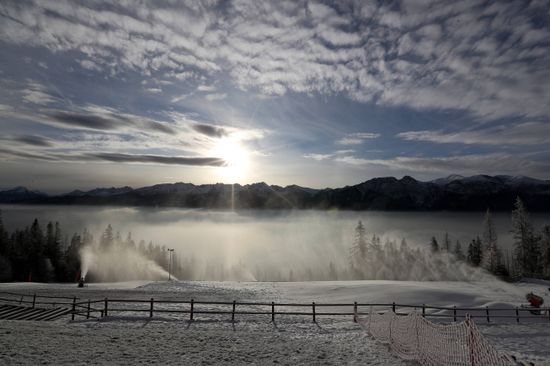Snow Cannons Blow Morning Fog Smog Editorial Stock Photo - Stock Image ...