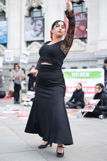 Artist Erika Suarez Performs During Protest Editorial Stock Photo ...