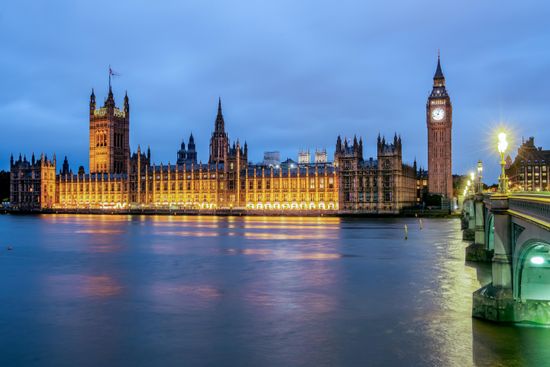 Thames Embankment Houses Parliament Clock Tower Editorial Stock Photo ...