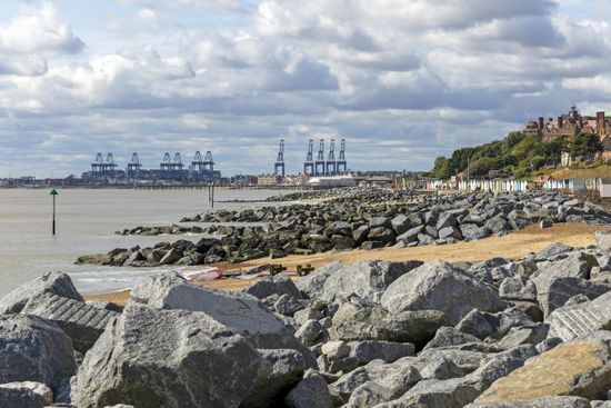 Rock Armour Beach Groynes Along Coastline Editorial Stock Photo - Stock ...