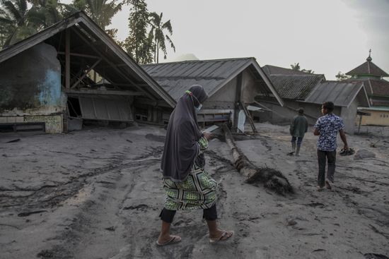 Villagers Inspect Houses Buried Volcanic Ash Editorial Stock Photo ...
