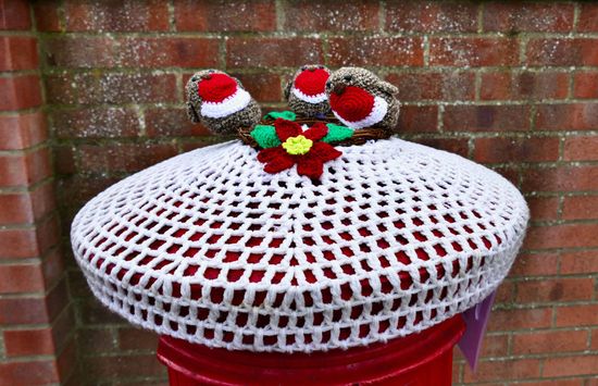 Christmas Post Box Toper Crocheted Robins Editorial Stock Photo - Stock ...