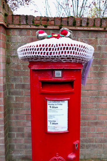 Christmas Post Box Toper Crocheted Robins Editorial Stock Photo - Stock ...
