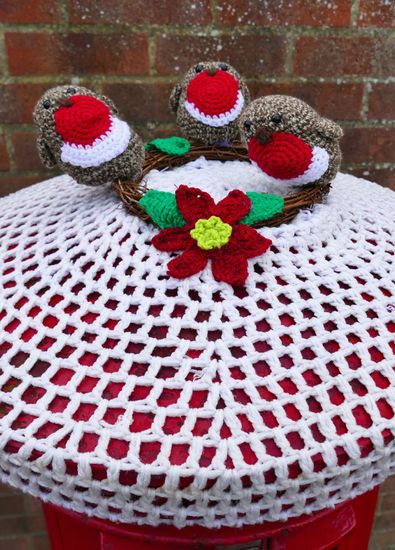 Christmas Post Box Toper Crocheted Robins Editorial Stock Photo - Stock ...