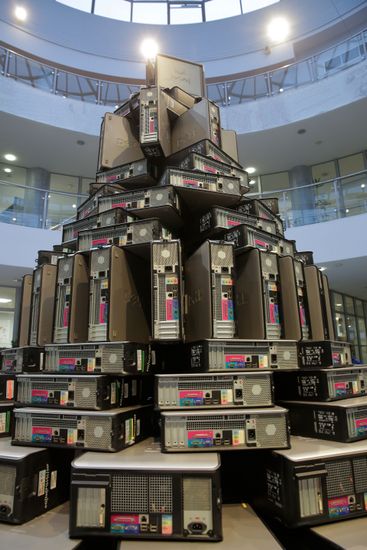 Zero Waste Christmas Tree Built By Editorial Stock Photo - Stock Image ...