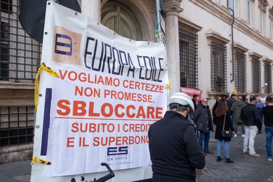 Protest Construction Sector Piazza Santi Apostoli Editorial Stock Photo ...