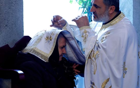 Romanian Orthodox Priest R Blesses Woman Editorial Stock Photo - Stock ...