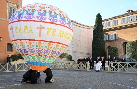 Pope Francis Looks Hot Air Balloon Editorial Stock Photo - Stock Image ...