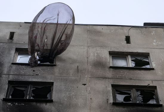 Curtain Sticking Out Damaged Window Moves Editorial Stock Photo - Stock ...