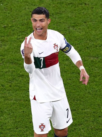 Cristiano Ronaldo Portugal Sticks Two Fingers Editorial Stock Photo ...