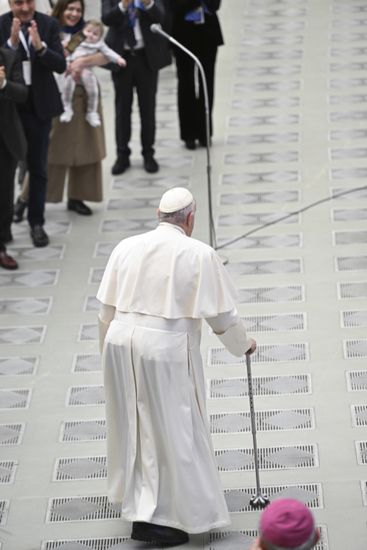 Pope Francis Using Cane Walks During Editorial Stock Photo - Stock ...