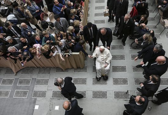 Pope Francis Sitting On Wheelchair Greets Editorial Stock Photo - Stock ...