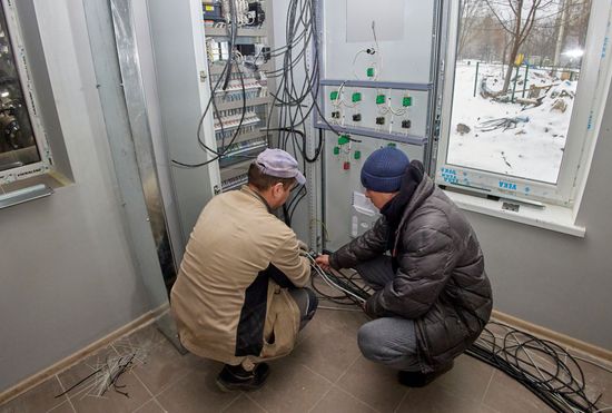 Communal Workers Repair Boiler House Supply Editorial Stock Photo ...